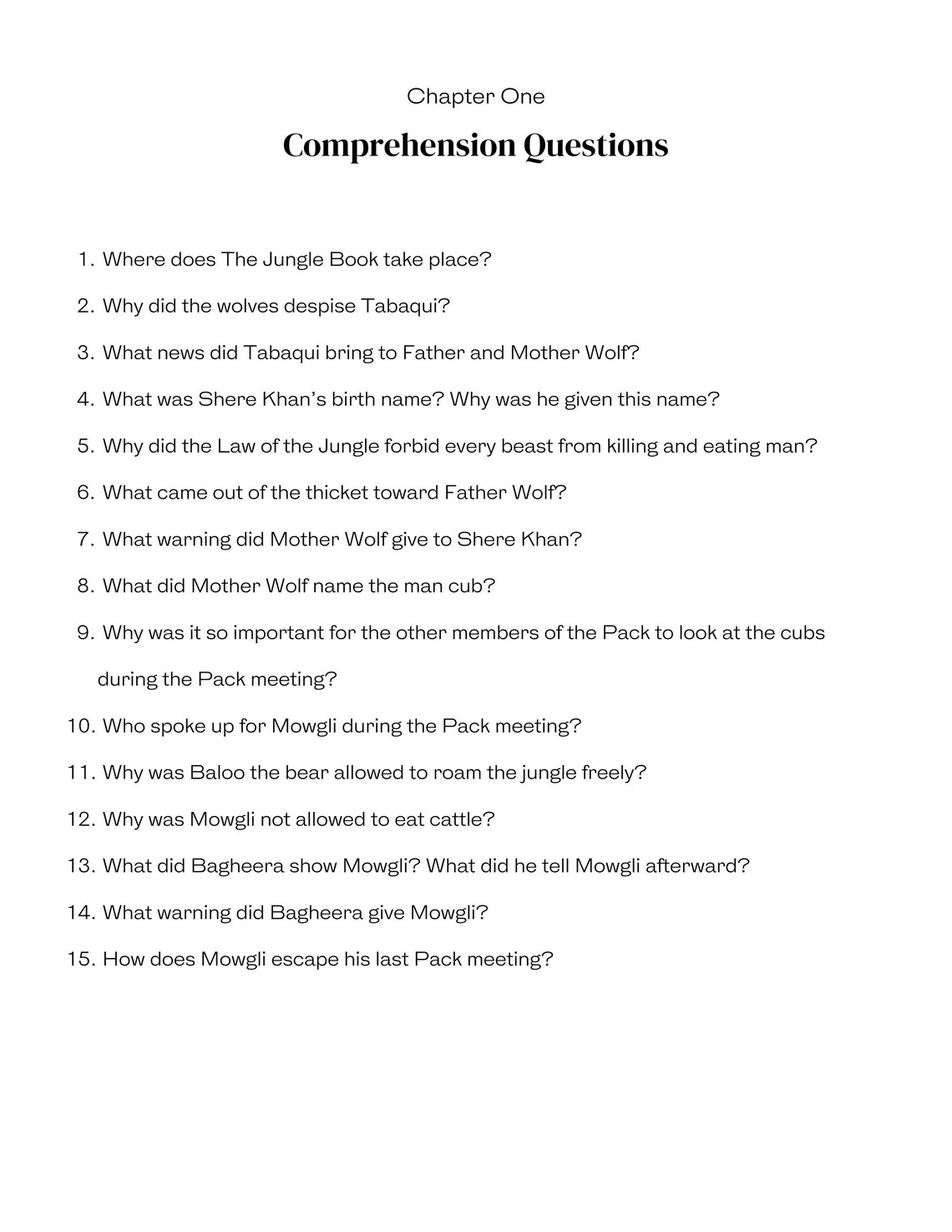 The Jungle Book Literature Guide – Printable Homeschool Resource for ...