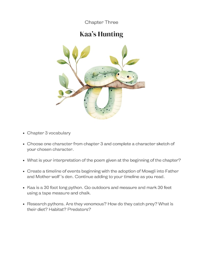 The Jungle Book Literature Guide – Printable Homeschool Resource for ...