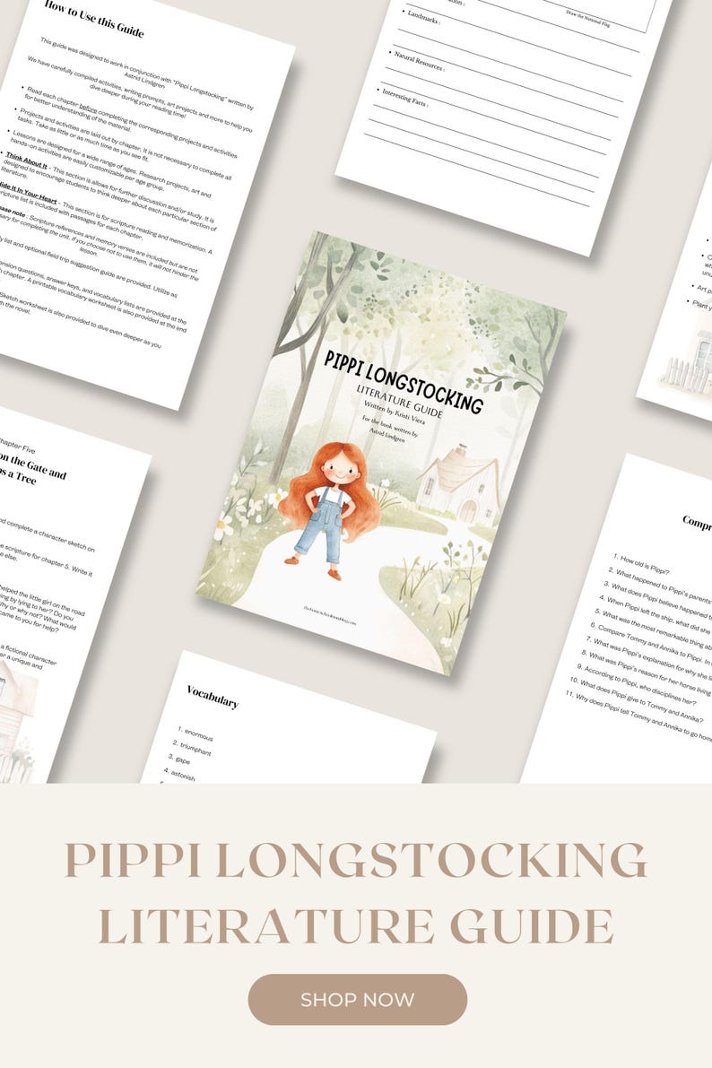 Pippi Longstocking Literature Guide – Printable Homeschool Resource for ...