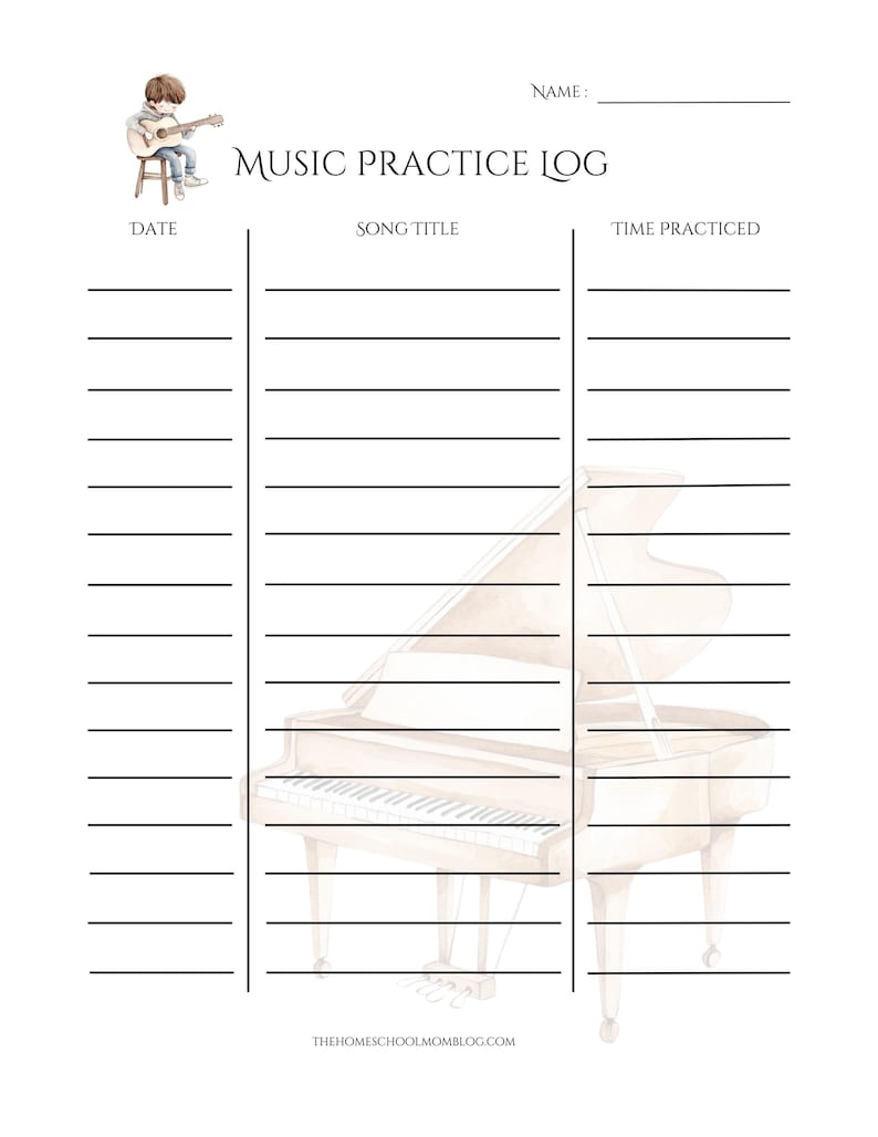 Master Your Music | Printable Practice Log for Homeschoolers - Etsy
