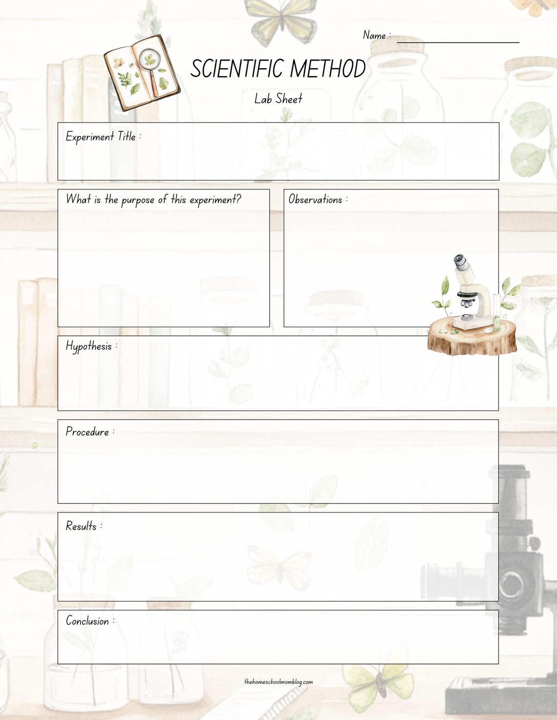 Printable Scientific Method Lab Sheet for Homeschool Science ...