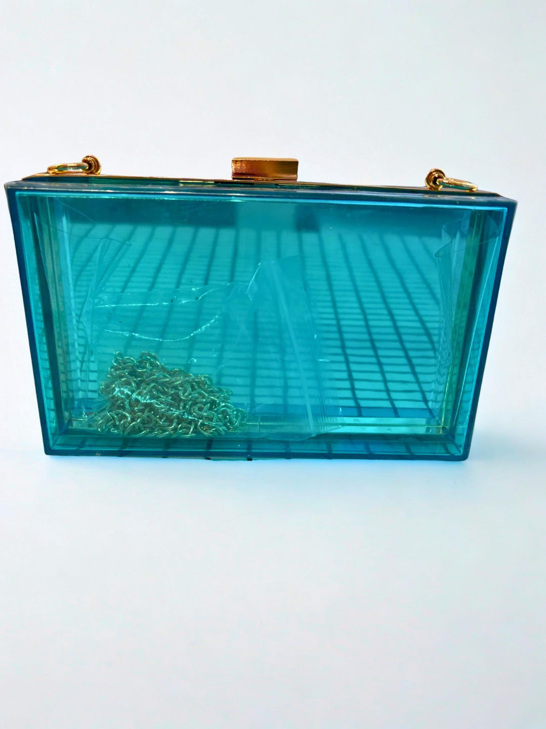 Transparent Glow – Acrylic See-through Purse With Gold Chain (orange ...