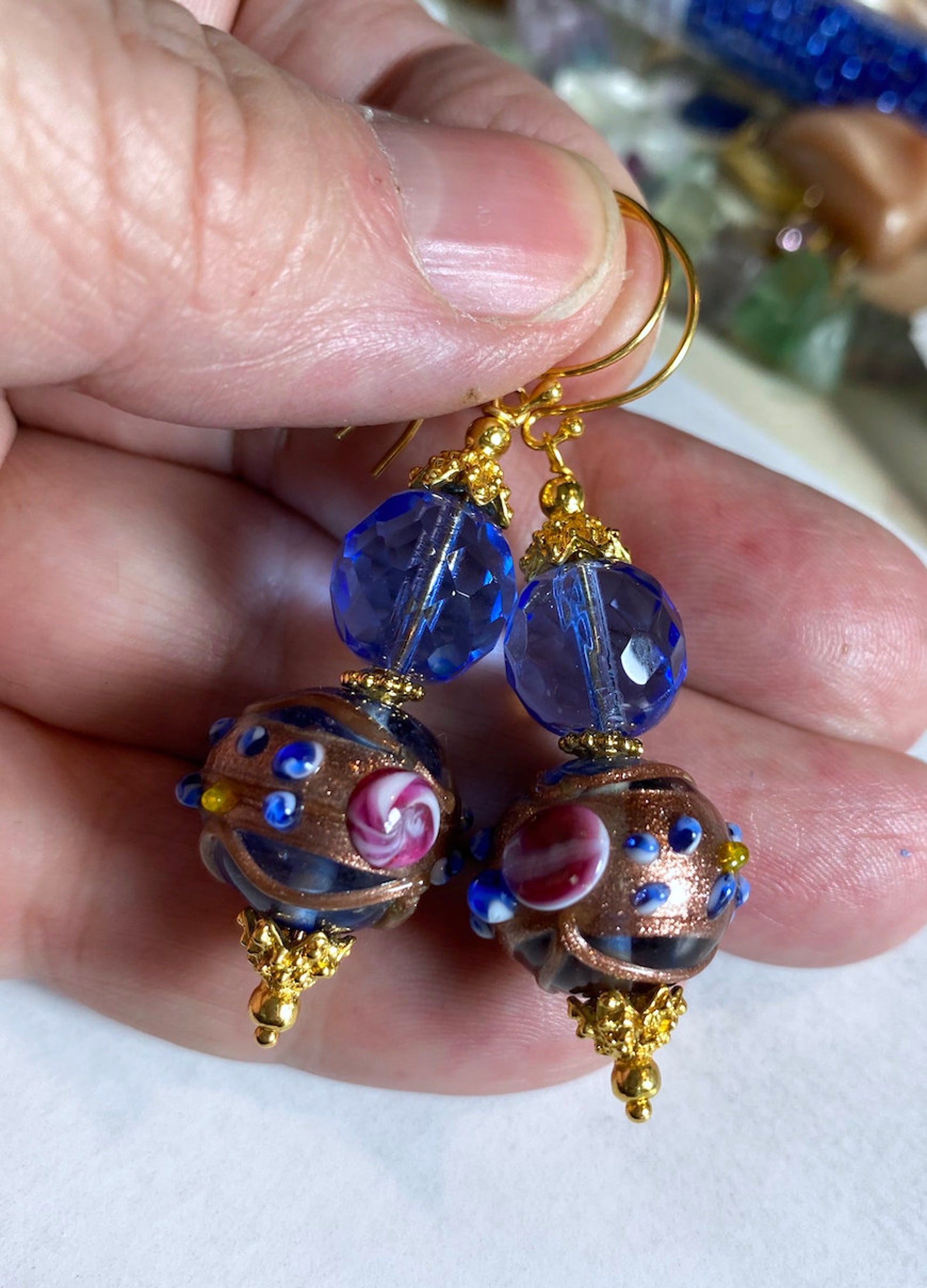 Periwinkle Blue Wedding Cake Bead With Faceted Transparent Blue ...