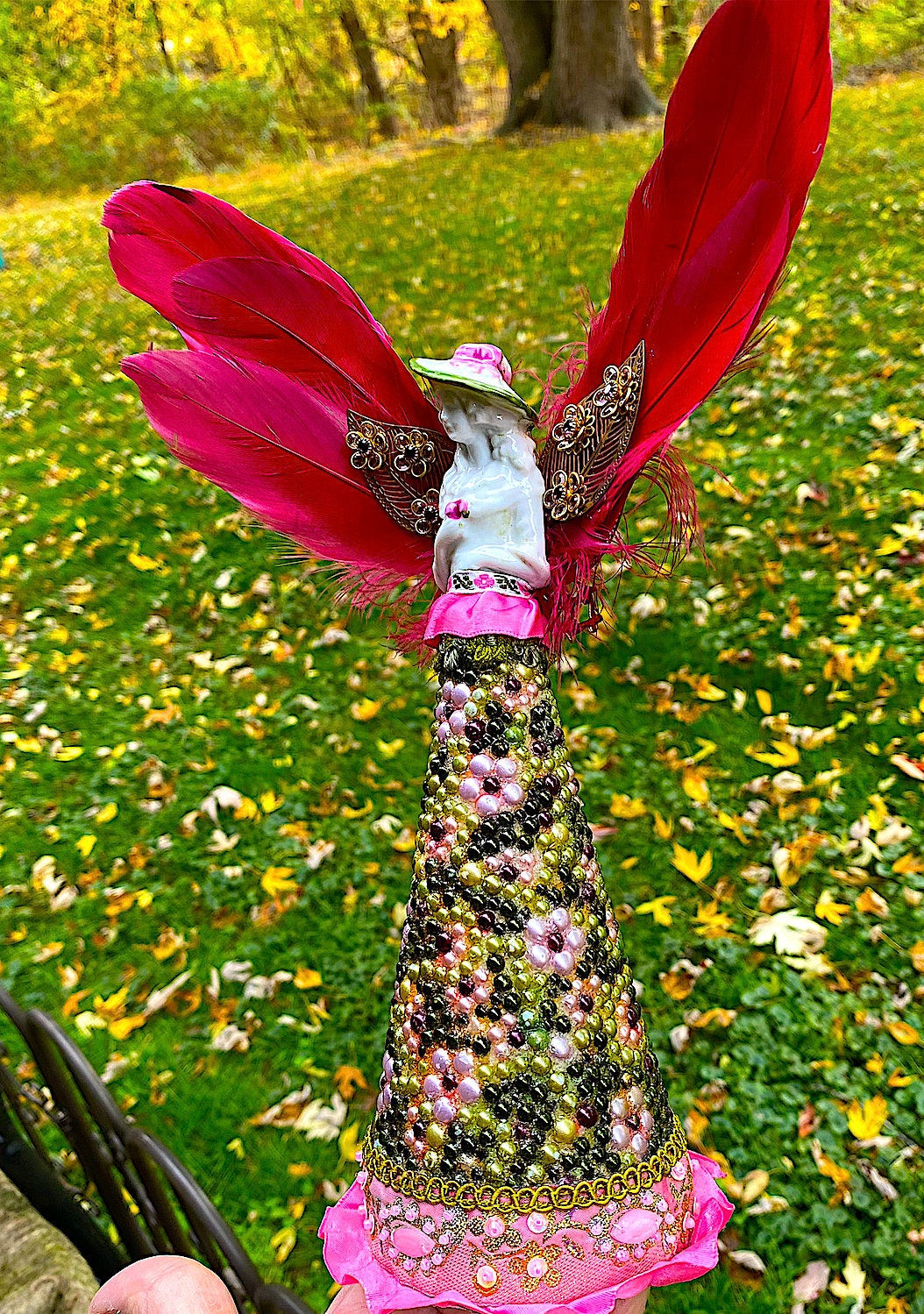 Pink Victorian Angel Heirloom Tree Topper Assemblage Hand Crafted Doll ...