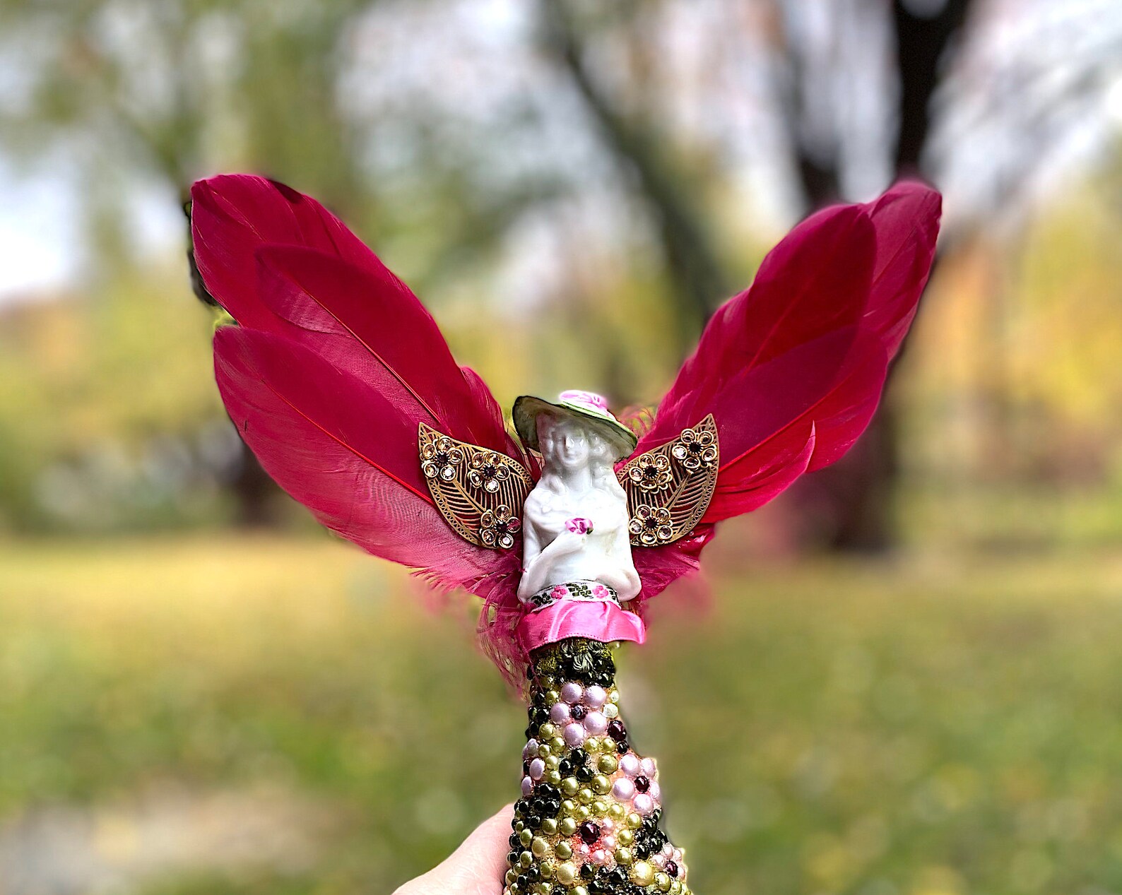 Pink Victorian Angel Heirloom Tree Topper Assemblage Hand Crafted Doll ...