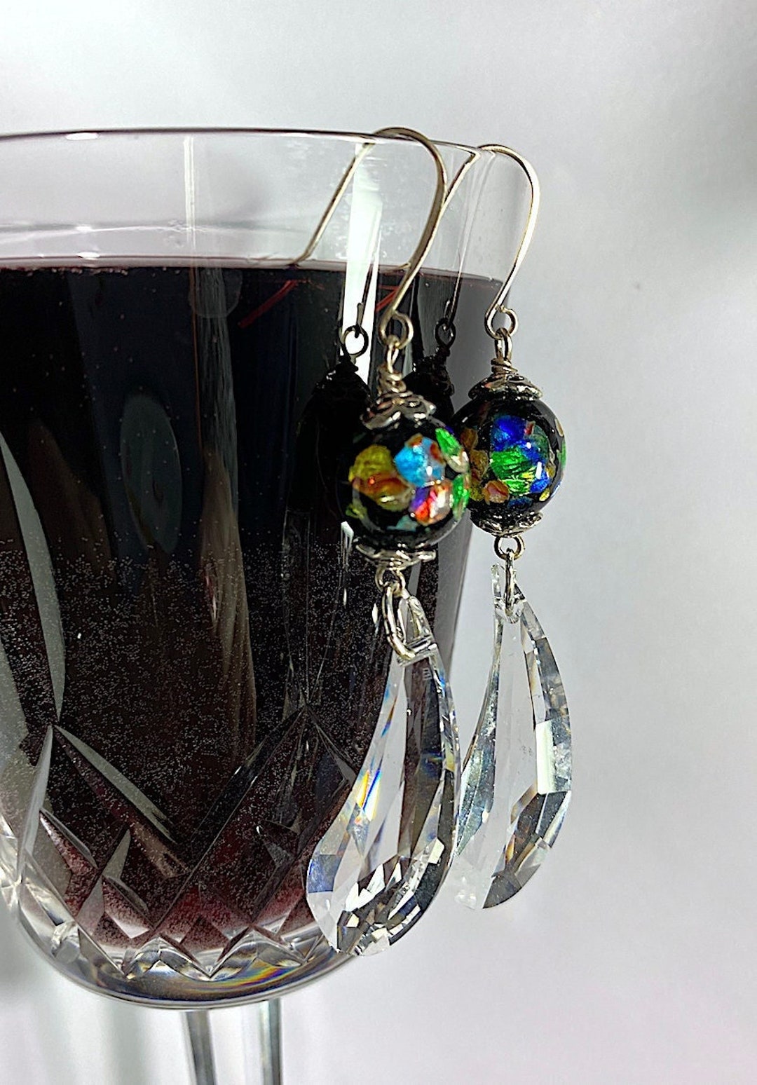 Vintage Multi Color, Silver Foil Glass Beads Over Sparkly Rare ...