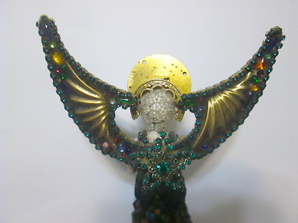 Dark Angel Heirloom Tree Topper Assemblage Hand Crafted Doll - Etsy