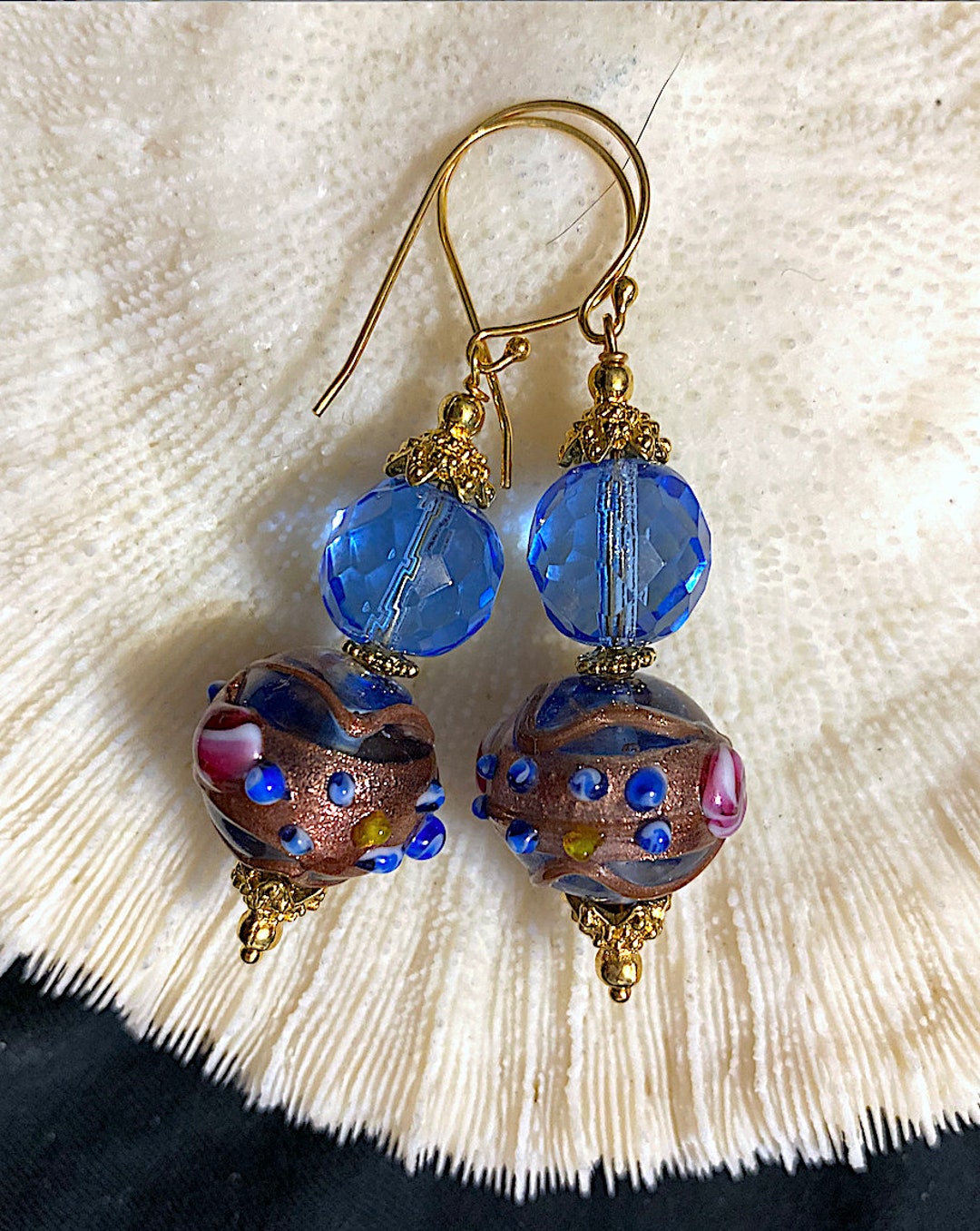 Periwinkle Blue Wedding Cake Bead With Faceted Transparent Blue ...