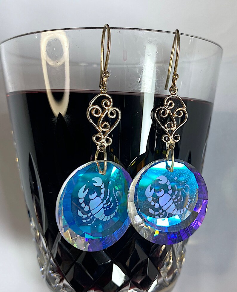 Vintage Scorpian Swarovski Crystal Intaglio Dangles With Sterling ...