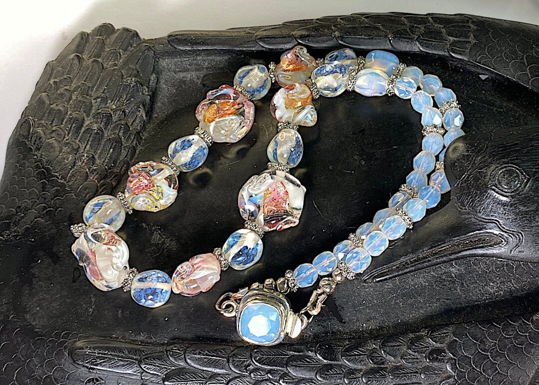 Rare Handmade Vintage Ruffle Glass Japanese Beaded Necklace, With ...