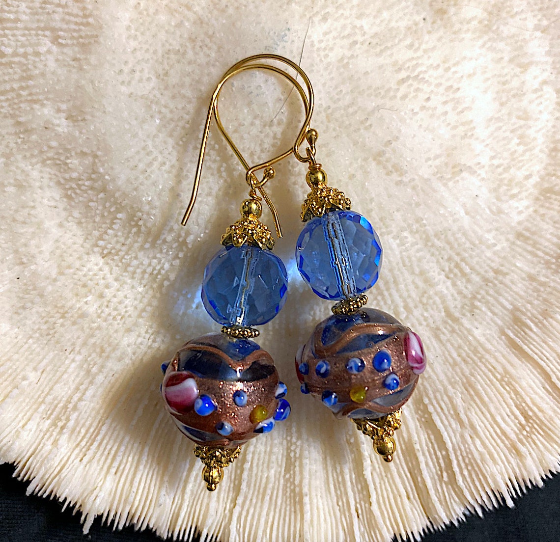 Periwinkle Blue Wedding Cake Bead With Faceted Transparent Blue ...