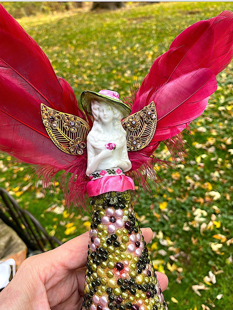 Pink Victorian Angel Heirloom Tree Topper Assemblage Hand Crafted Doll ...