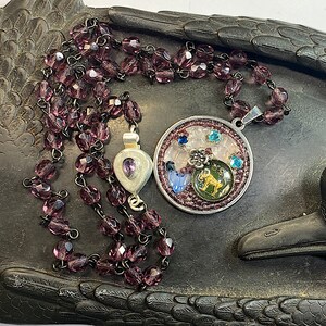 Taurus Zodiac Assemblage Pendant, Vintage Glass Beads, Moonstones a ...