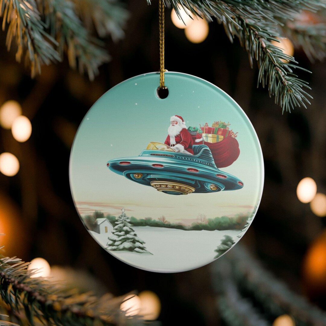 Santa UFO Christmas Ornament: Weirdcore Alien Holiday Decor - Etsy