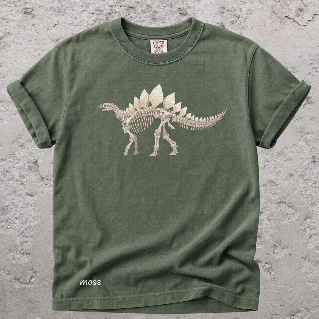 Stegosaurus Skeleton Shirt Minimal Museum Style Dinosaur Tee Gift for ...