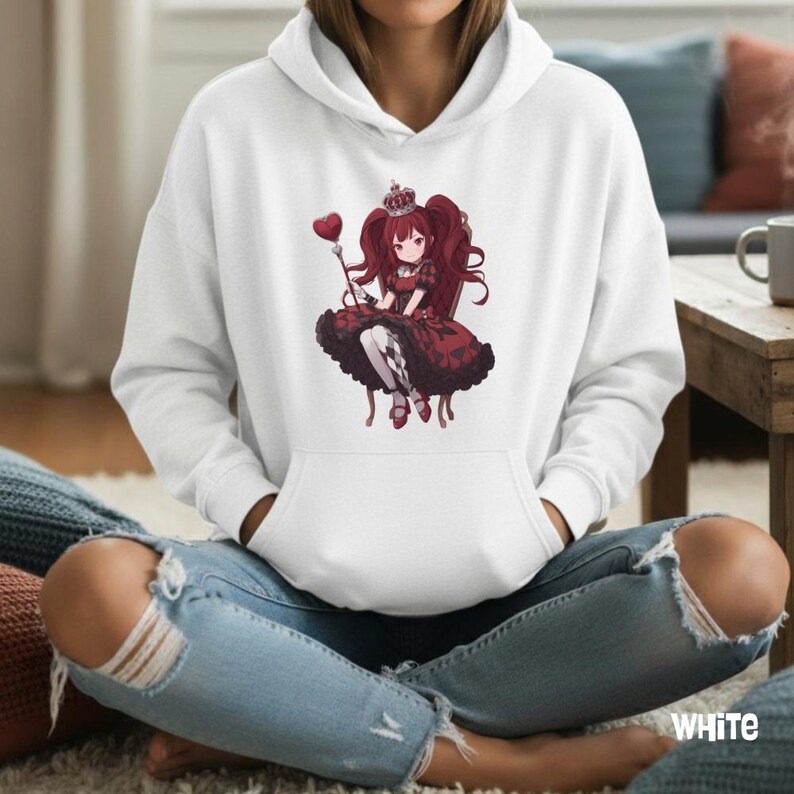 Goth Queen of Hearts Hoodie Dark Fantasy Aesthetic Harlequin Dress Art ...