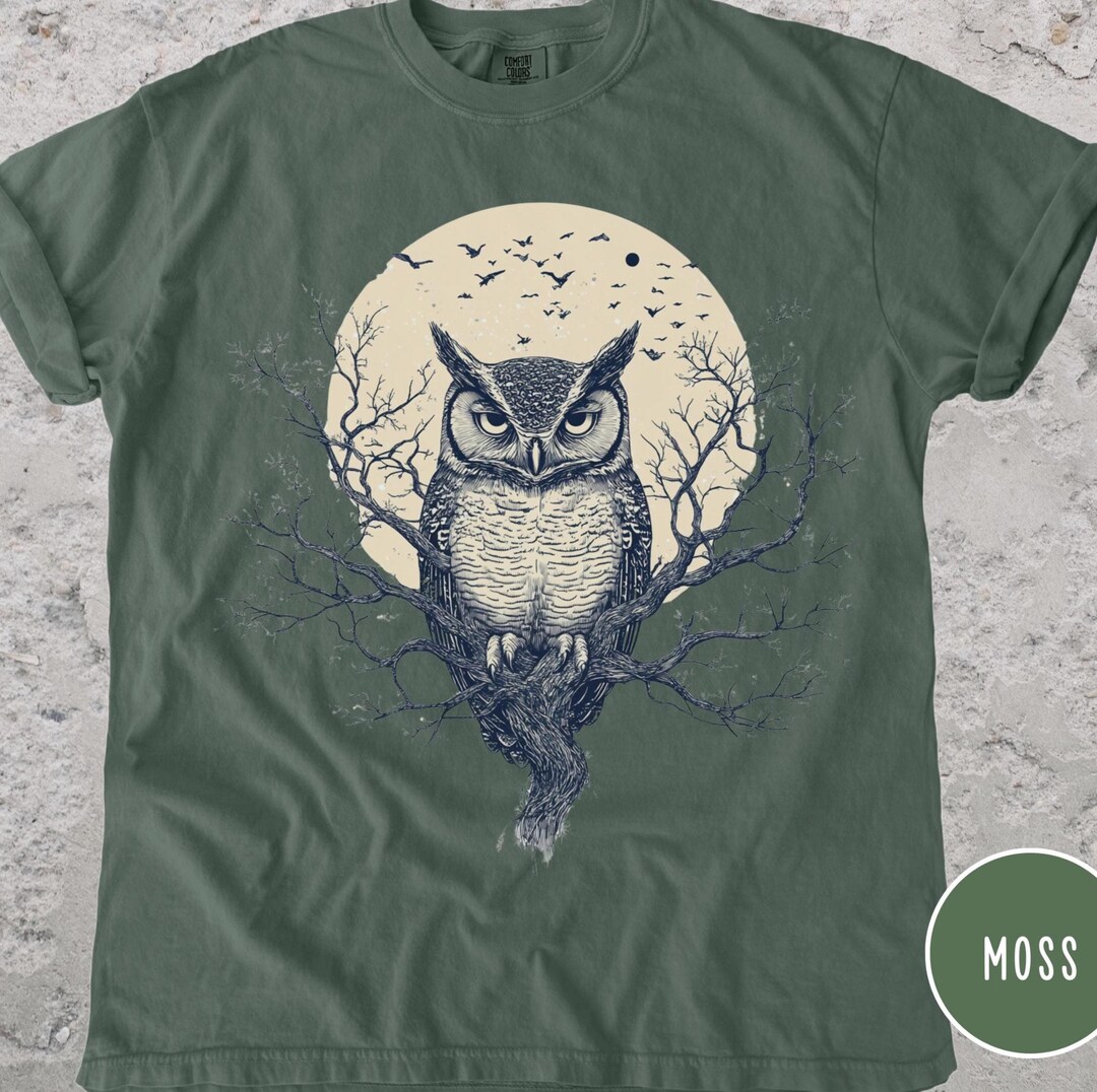 Owl Moon Tee Night Owl Shirt Forest Creature Art Woodland Nature Lover ...