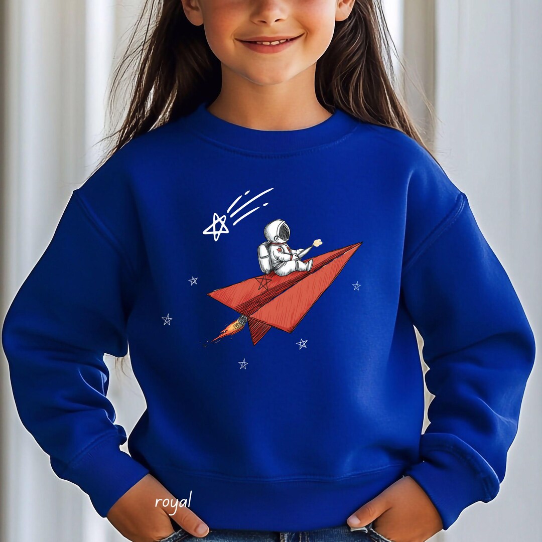 Astronaut Paper Airplane Youth Sweatshirt Space Adventure Pullover ...