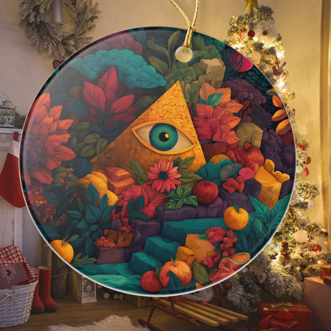 Mystical Eye Pyramid Ornament Surreal Fantasy Ceramic Decoration ...