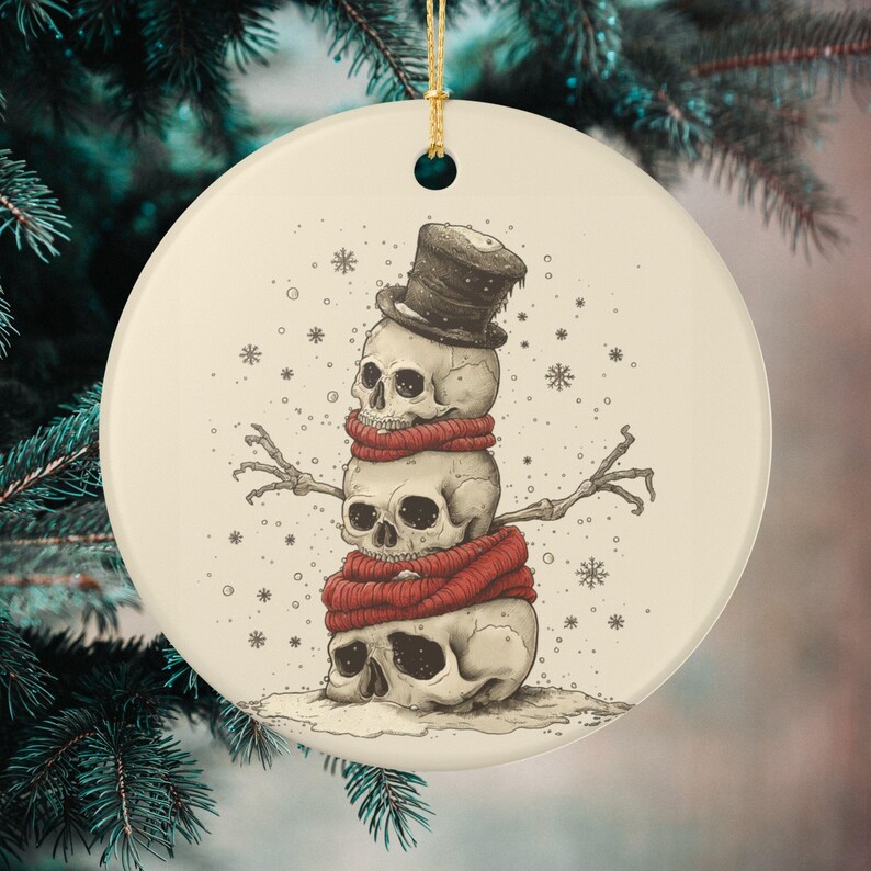 Goth Skull Snowman Christmas Ornament Dark Winter Holiday Gothmas Decor ...