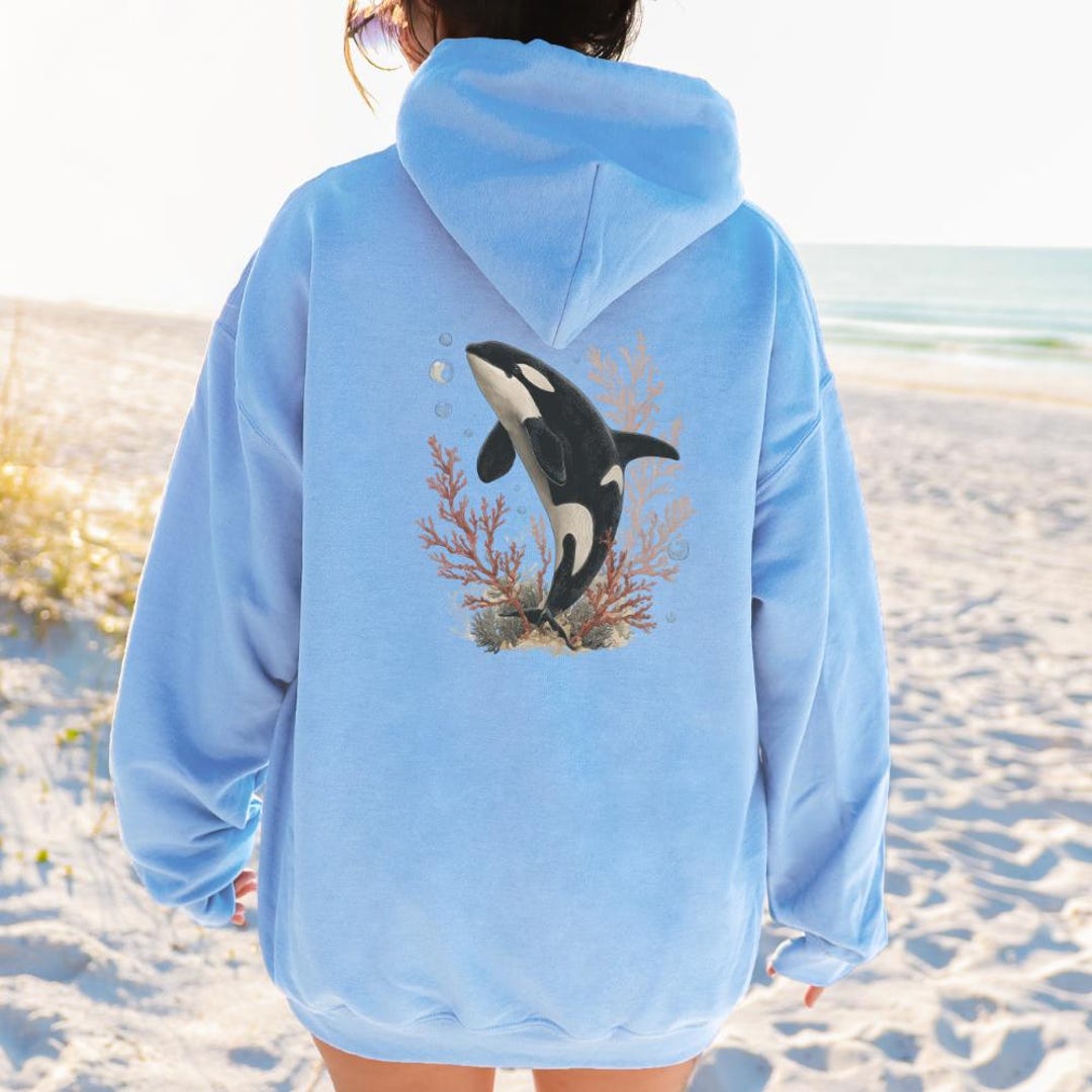 Orca Whale Ocean Graphic Hoodie Sea Life Reef Sweatshirt Marine ...