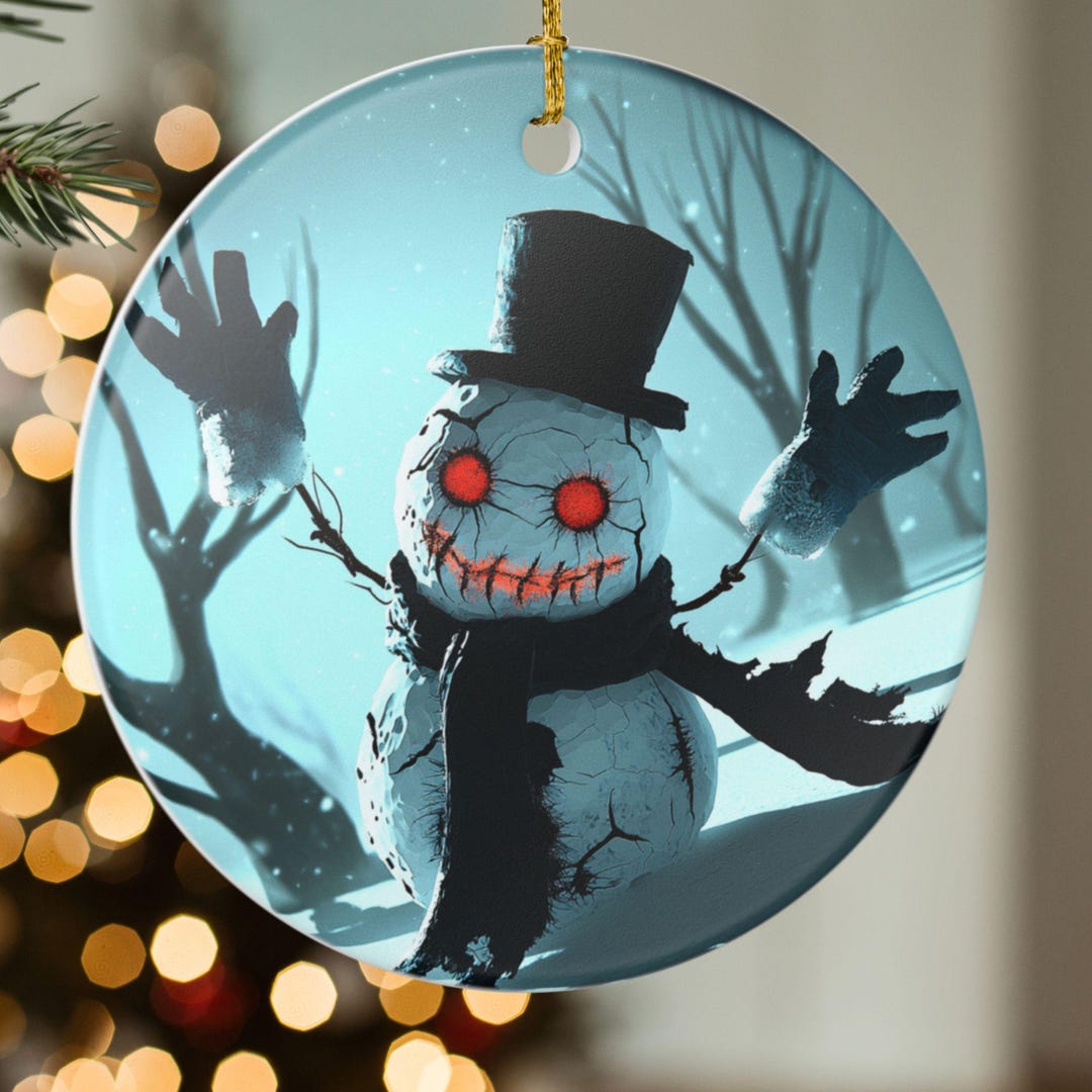 Creepy Snowman Christmas Ornament Gothic Holiday Decor Horror Winter ...