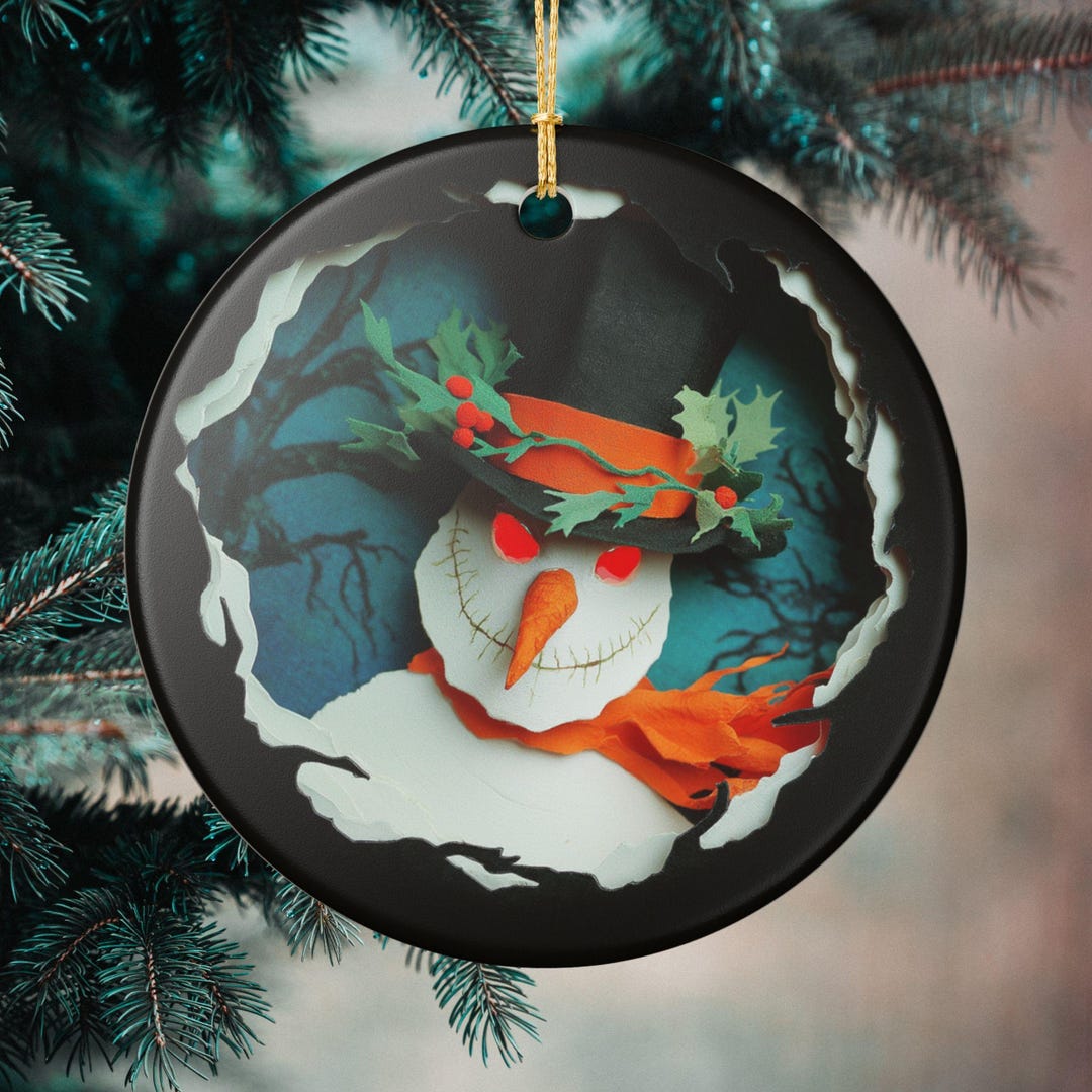 Snowman Spooky Christmas Ornament Gothic Holiday Decor Horror Winter ...