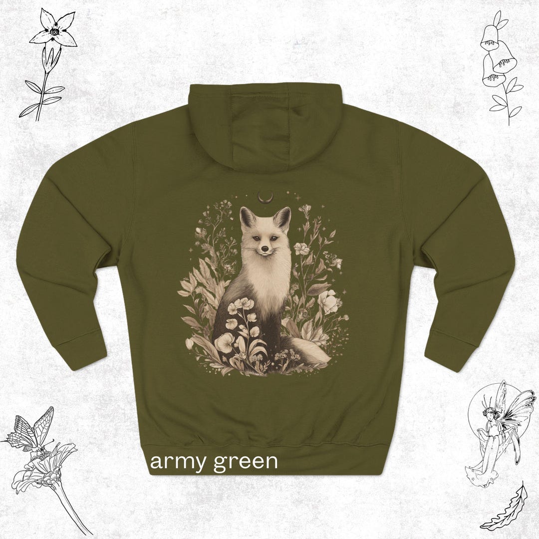 Whimsigoth Fox Hoodie Botanical Forest Art Lunar Animal Nature Inspired ...