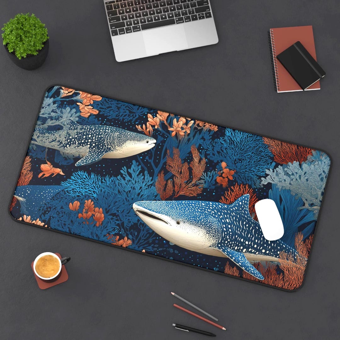 Whale Shark Desk Mat Ocean Sea Life Neoprene Extended Mouse Pad ...