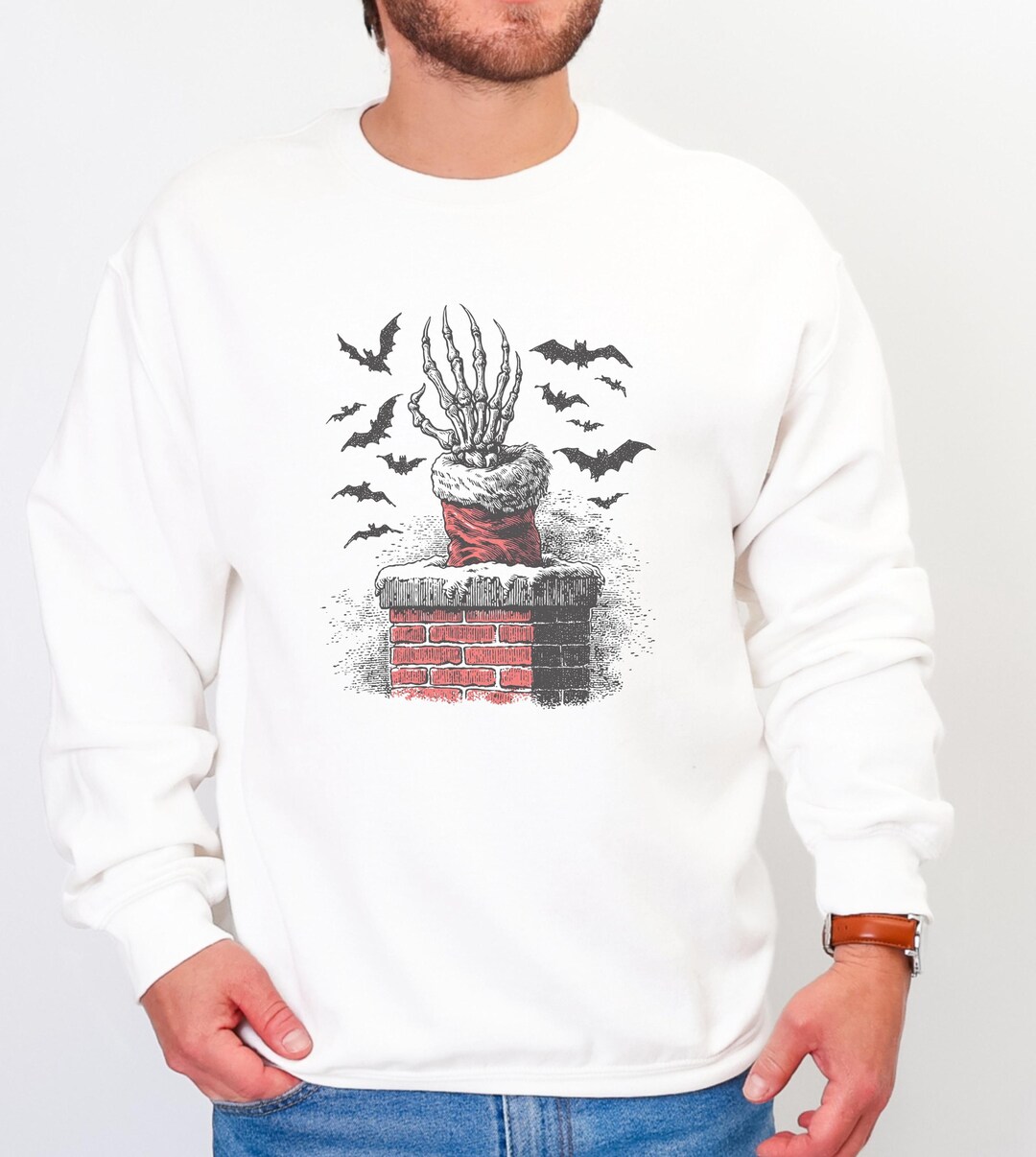 Skeleton Hand Chimney Sweatshirt Gothic Christmas Horror Design Spooky ...