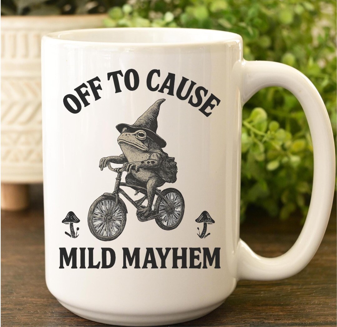 Wizard Frog Mug: Funny Cottagecore Toad - off to Cause Mild Mayhem - Etsy