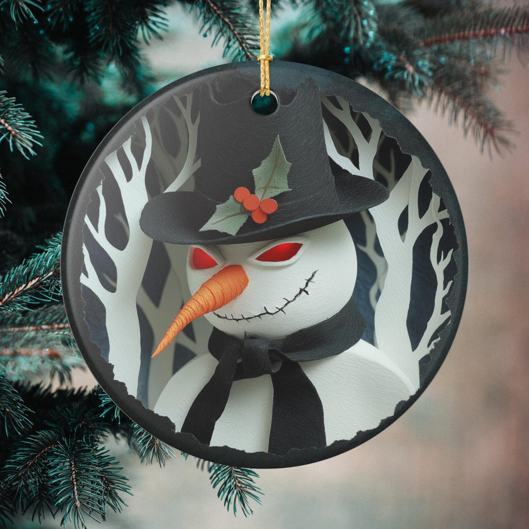 Scary Snowman Christmas Ornament Gothic Holiday Decor Horror Winter ...