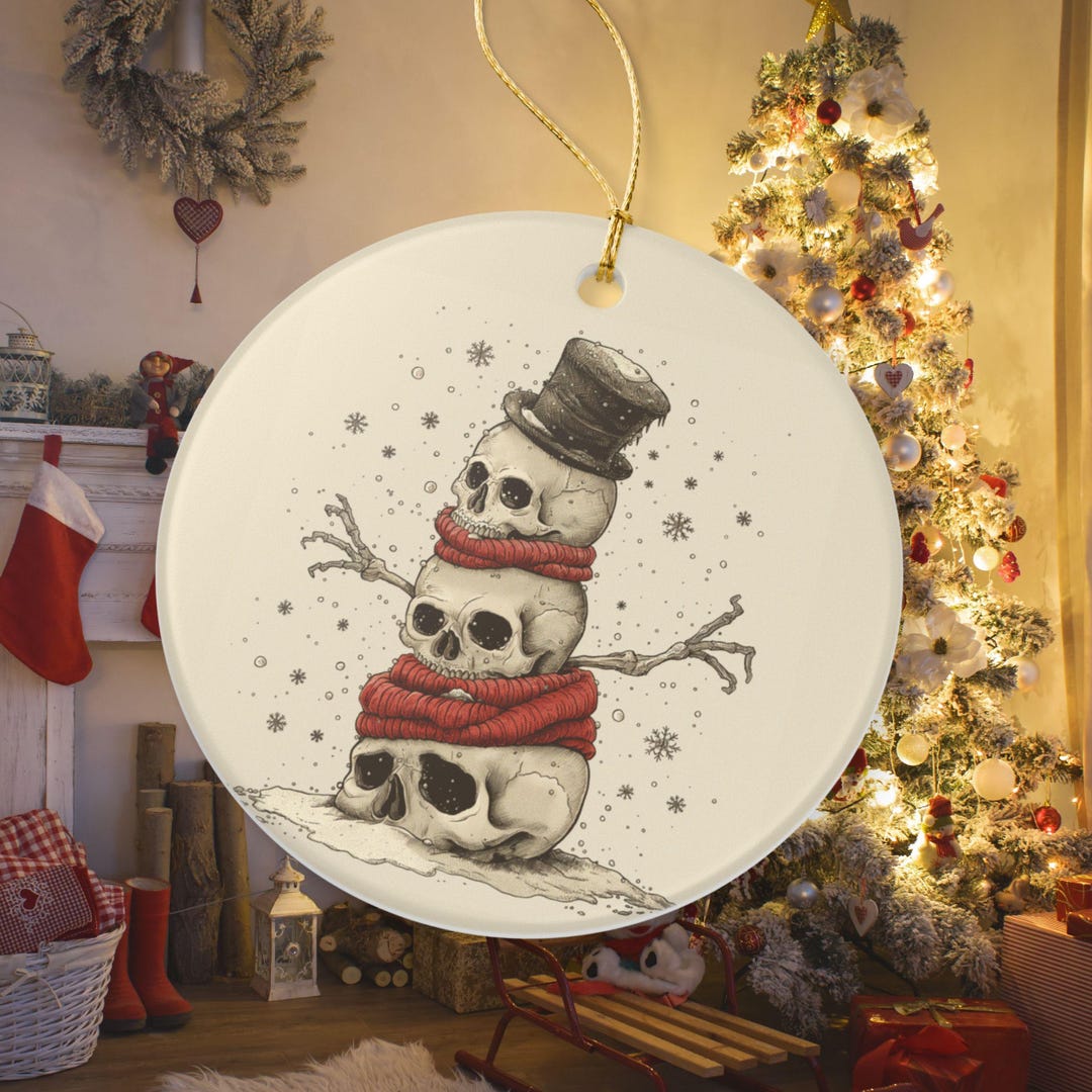 Goth Skull Snowman Christmas Ornament Dark Winter Holiday Gothmas Decor ...