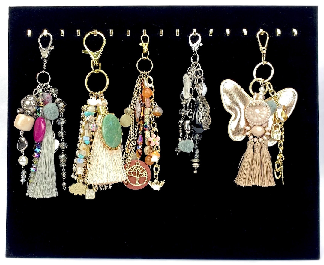Handmade Gemstone Bag Charm | Upcycled Boho Purse Accessory - Etsy