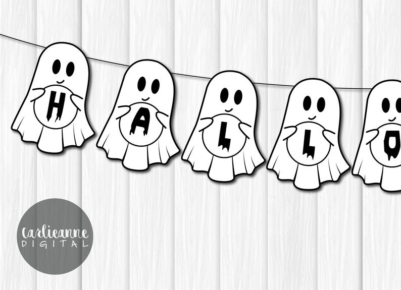 Ghost Banner With Alphabet, Classroom Halloween Garland, Cute Ghostie ...