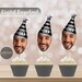 Party Hat Cupcake Topper, Custom Face Photo Party Hat Toppers, Black ...