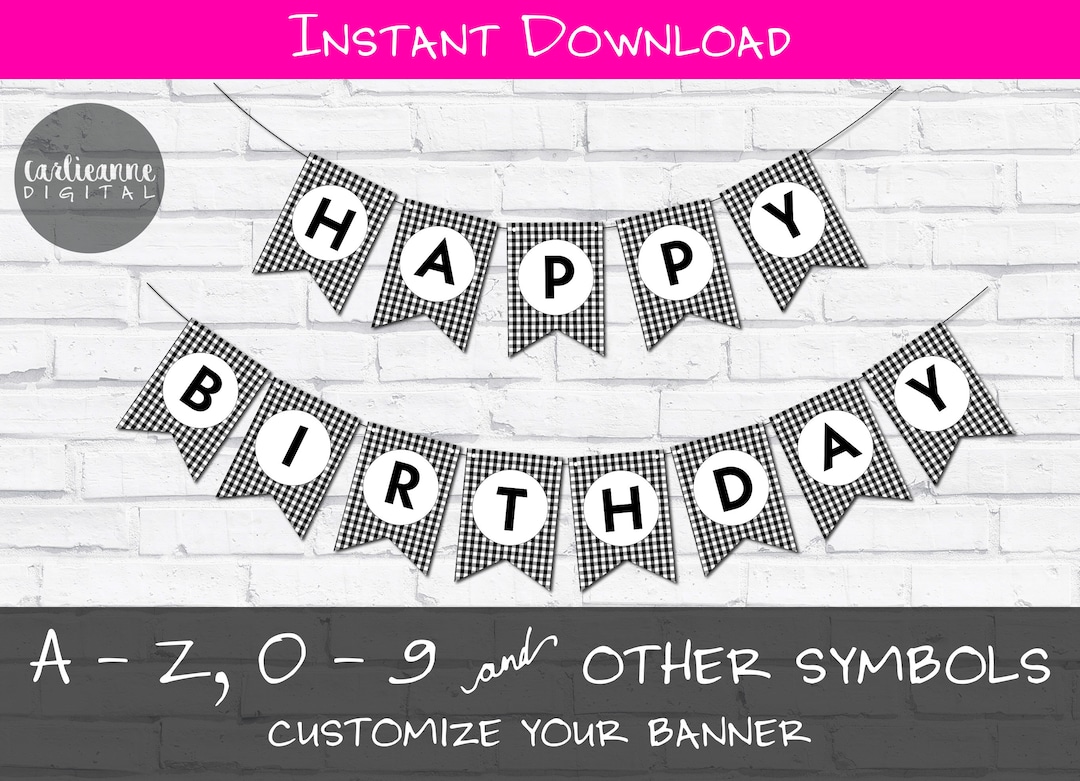Customizable Banner, Printable Birthday Banner, A-Z Fully Custom Banner ...