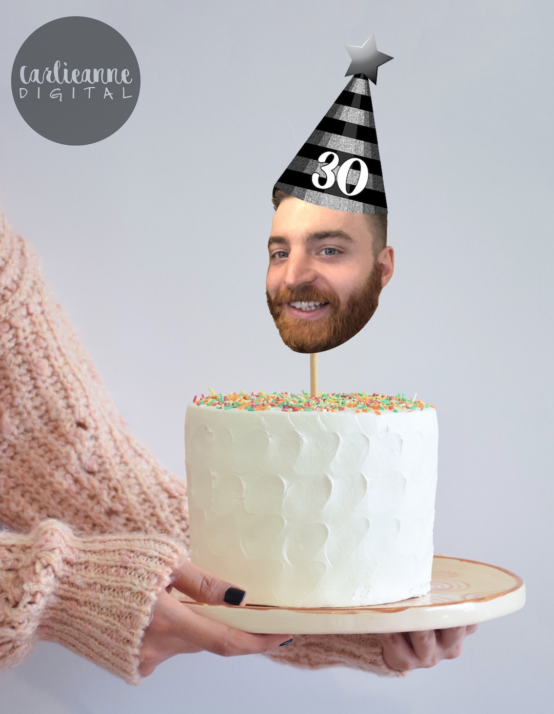 Party Hat Cake Topper, Face Decoration, Birthday Party Cake Topper ...