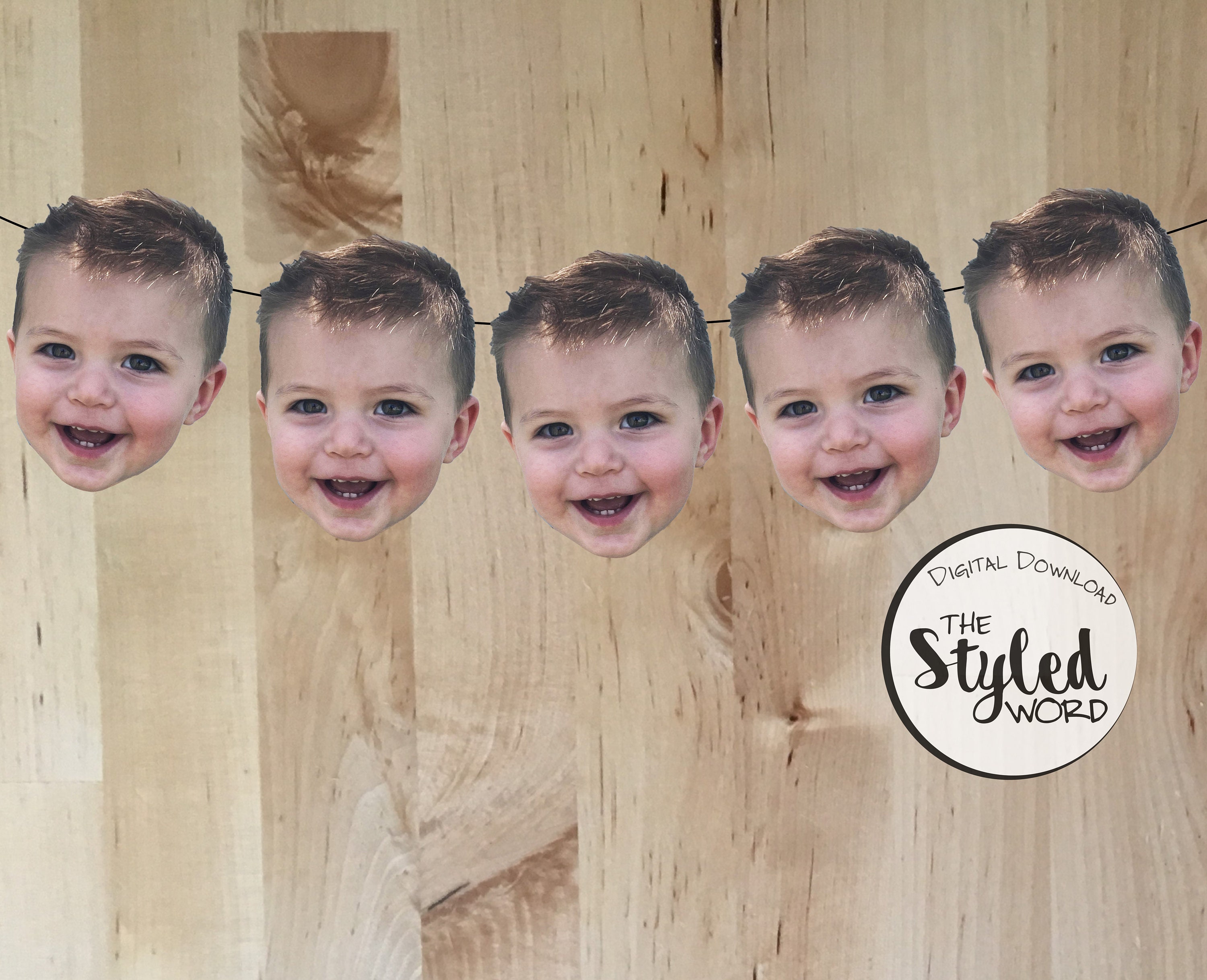 Digital Only Face Banner Custom Face Photo DIY Birthday or - Etsy 日本
