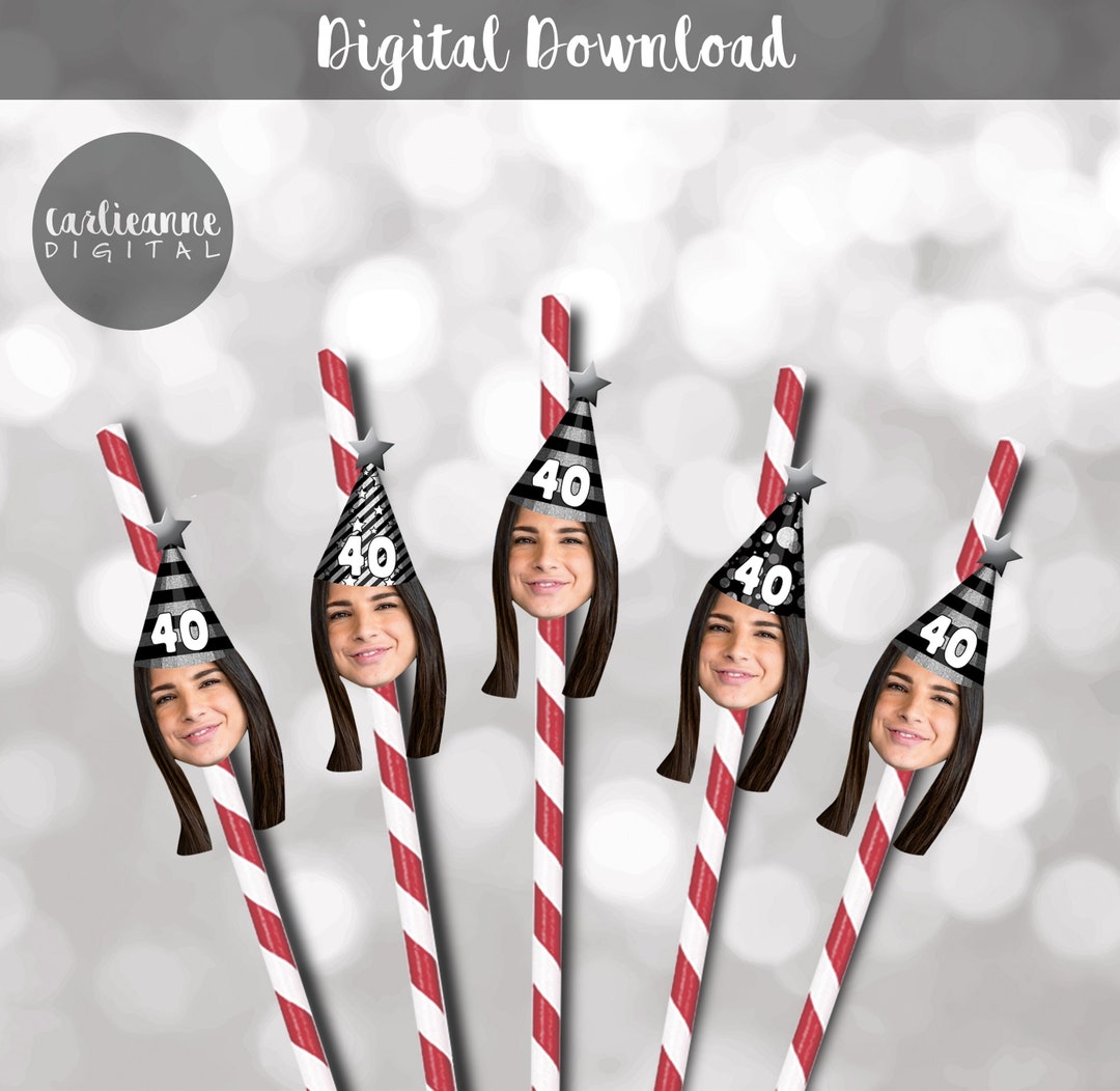 Face Straw Party Hat, Funny Face Straw Topper, DIY Face Party ...