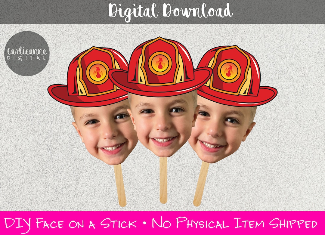 Face on a Stick, Firefighter Helmet, Funny Face Birthday Decorations ...