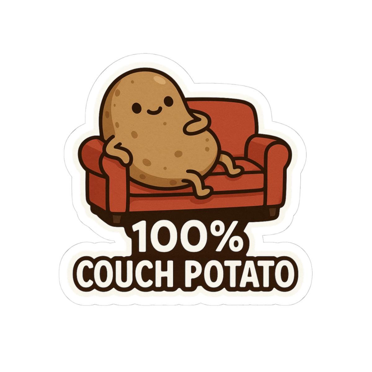 Cute Potato Couch Potato Kiss-cut Stickers - Fun Laptop Decor, Gift for ...