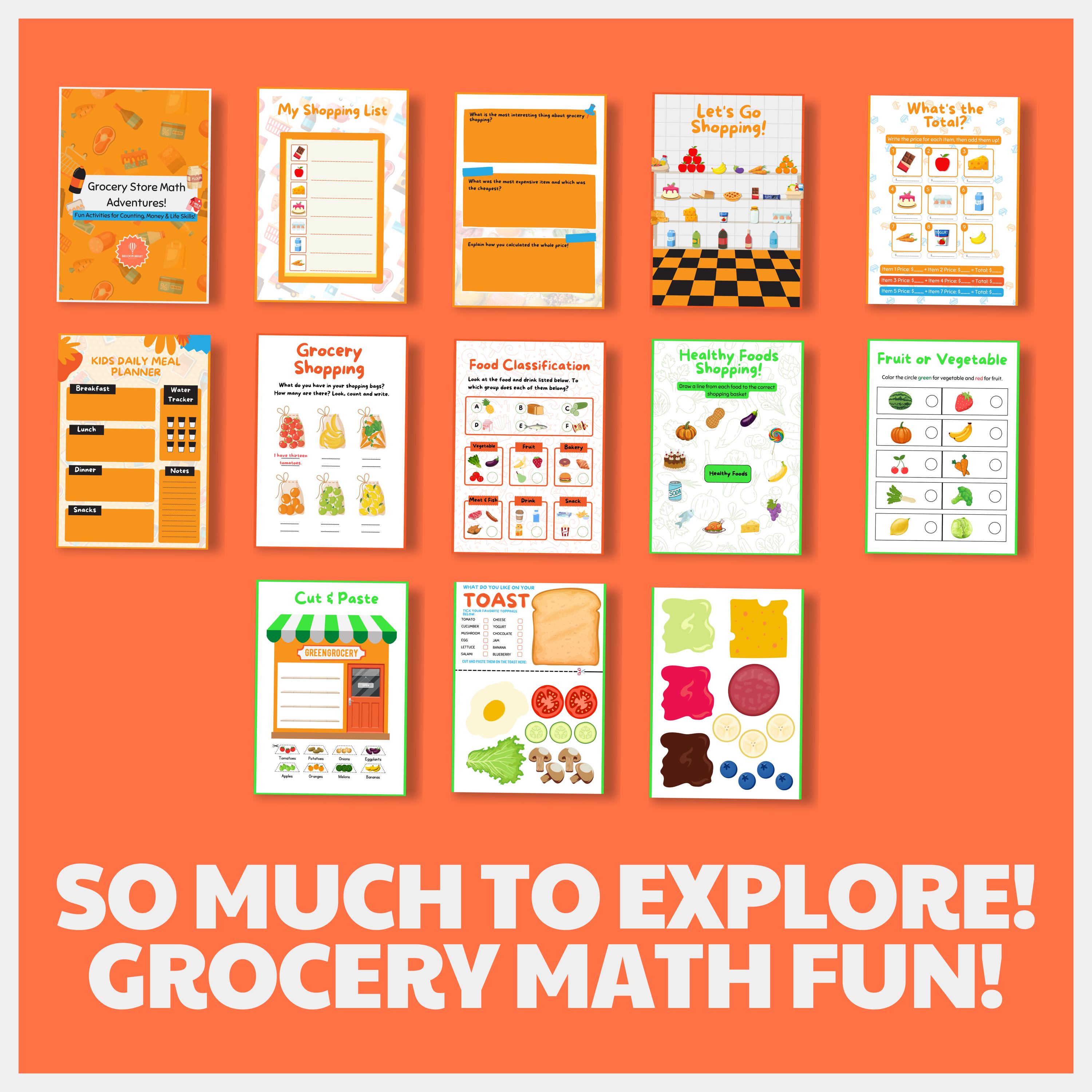 Grocery Store Math Worksheets Printable PDF Kids Counting Money ...