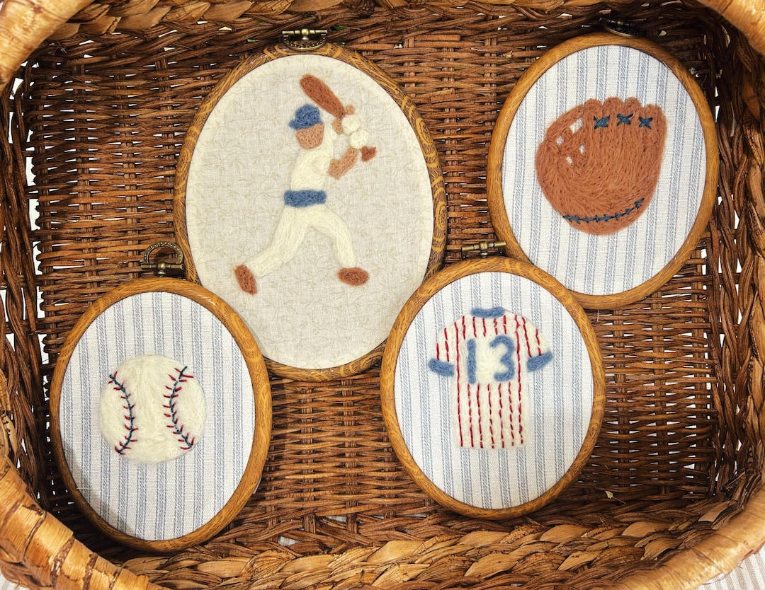 Handmade Felt Vintage Sports Baseball Player Personalized Felted ...