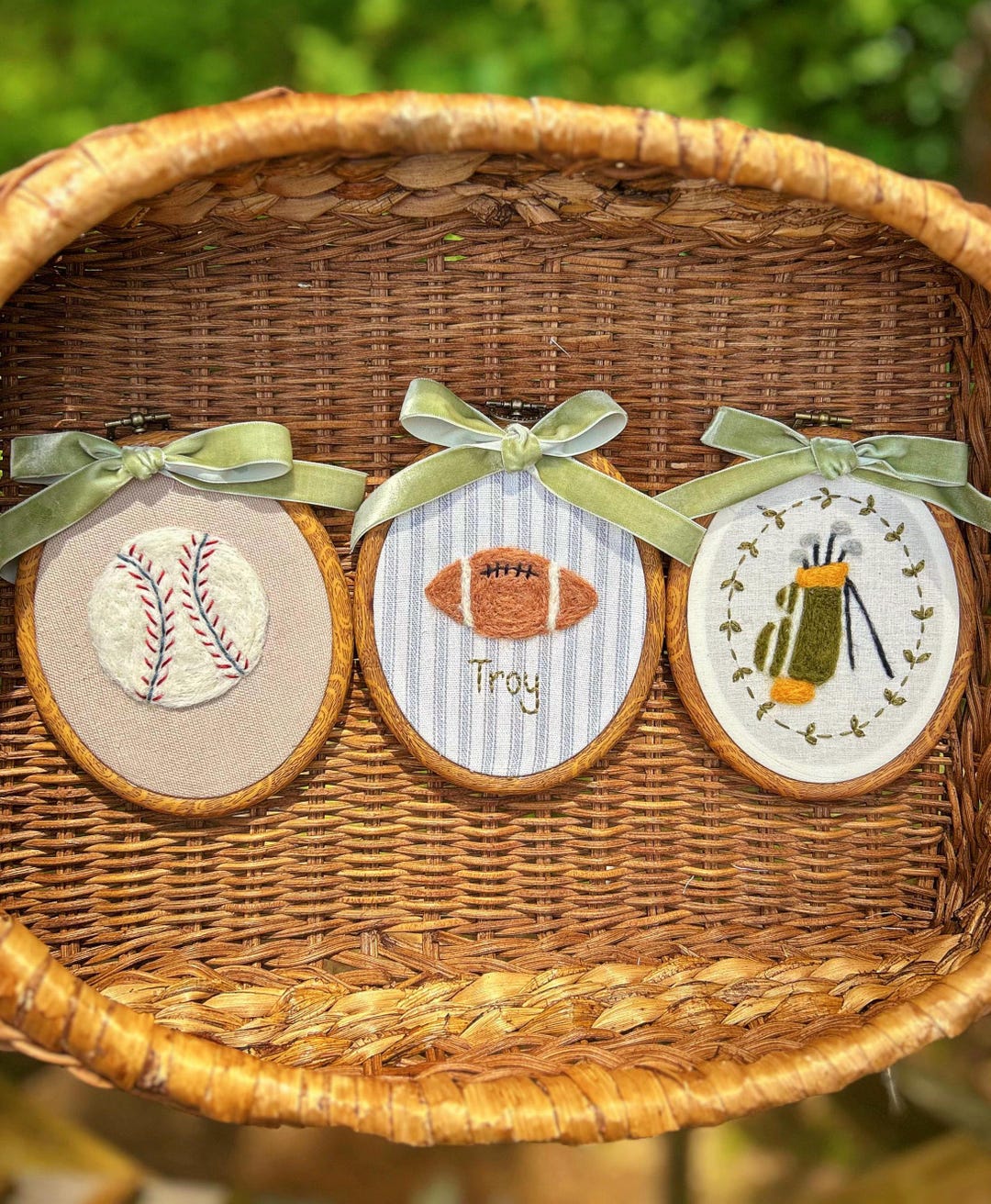Handmade Felt Football Baseball Golf Bag Sports Wall Decor Heirloom ...