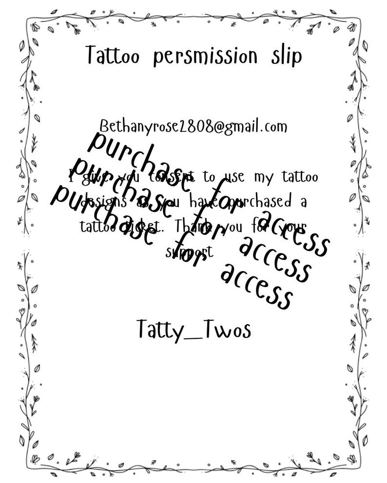 Tattoo Design Permission Ticket - Etsy