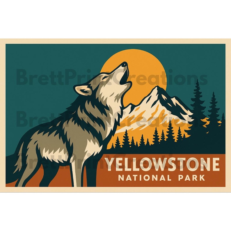 Yellowstone Wall Art Bundle, Vintage Travel Poster Set, National Park ...