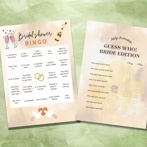 Bridal Shower Games Bundle – Printable Bingo, Know the Bride, Would She ...
