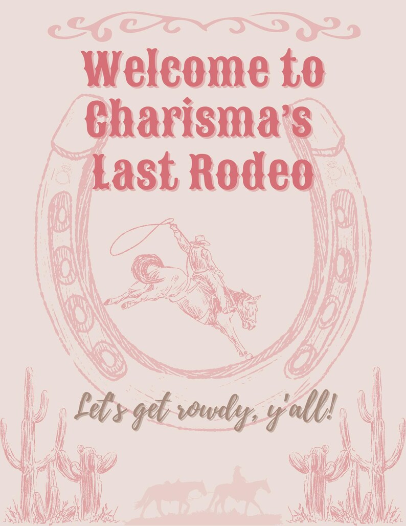 Editable Welcome Sign - Last Rodeo Bachelorette Canva Template ...