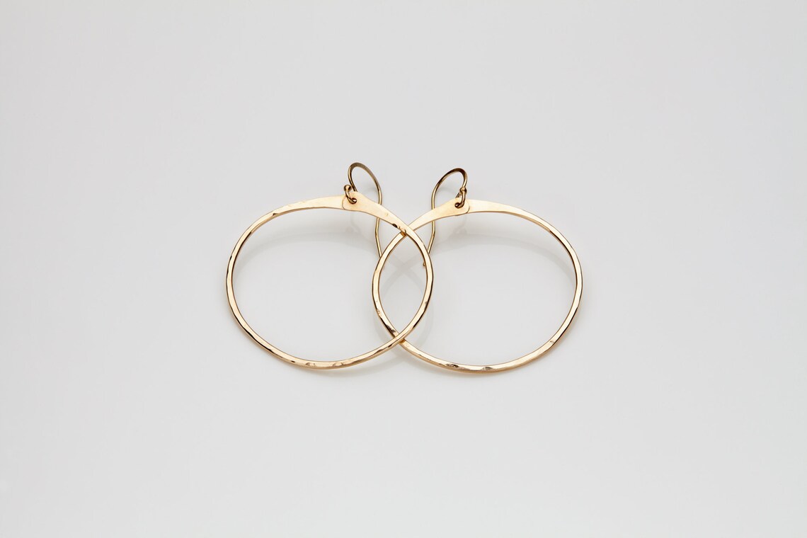 Simple Gold Hoop Earrings. Simple Hoops. Hammered Gold. Large - Etsy